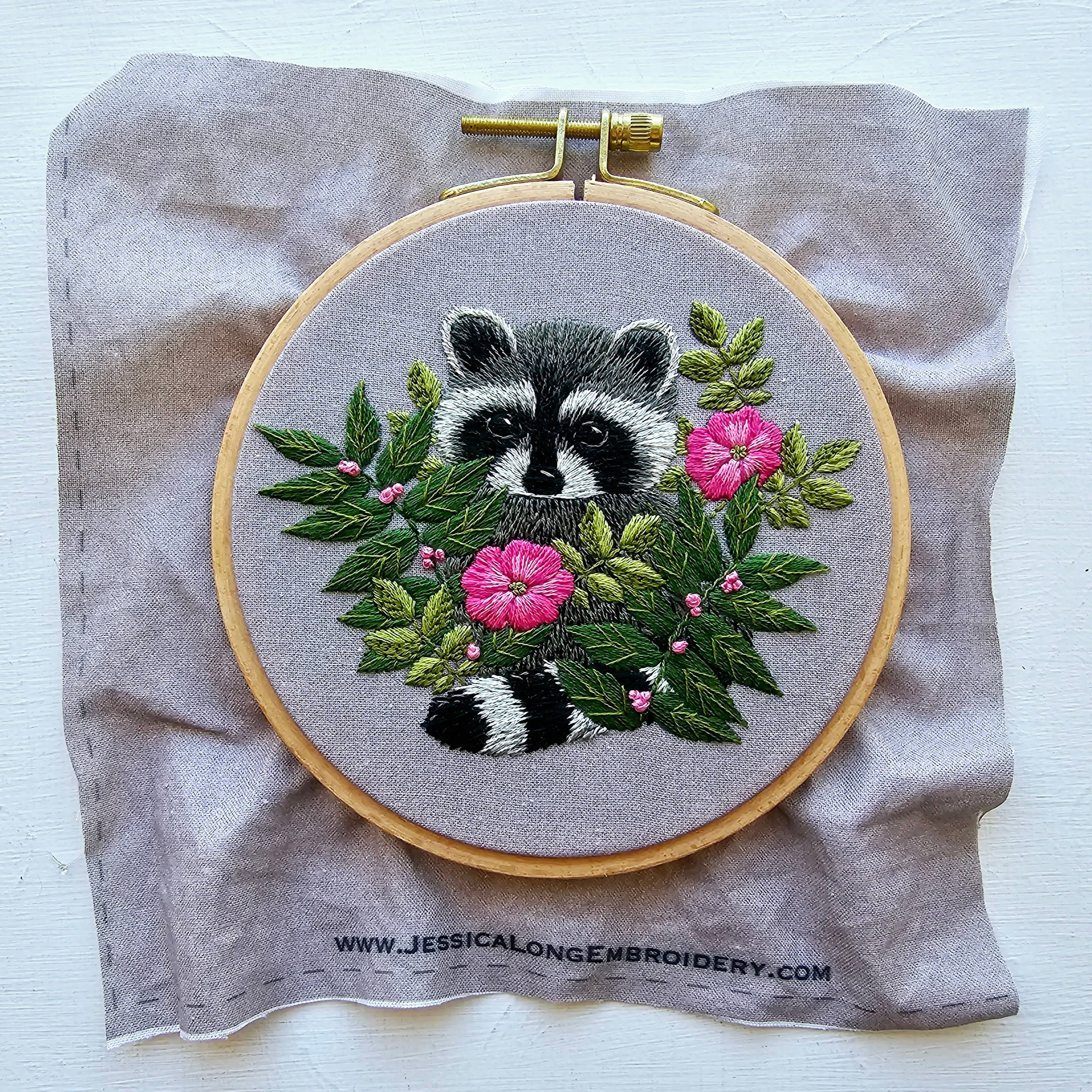 Raccoon hand embroidery kit – Wyldwood Creative