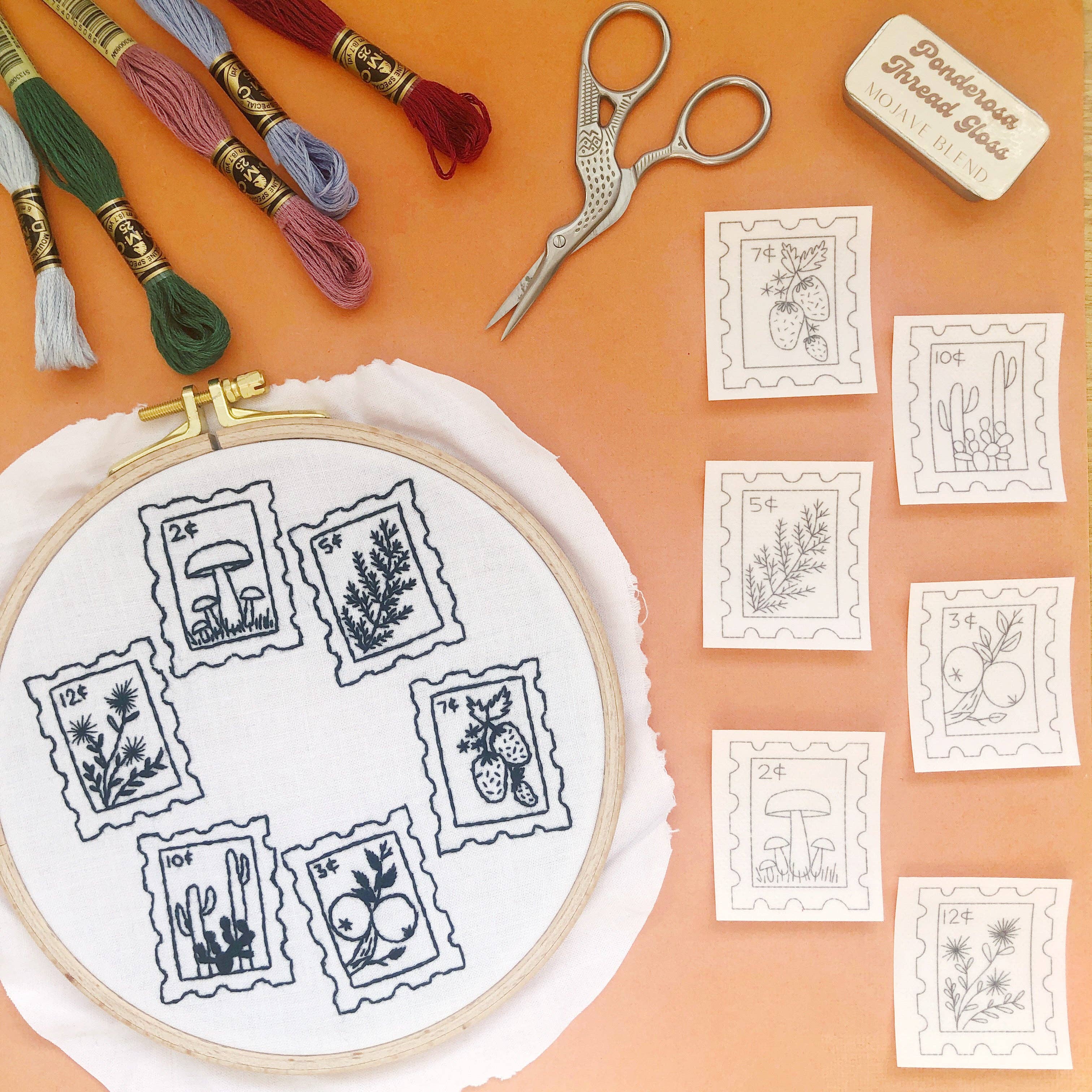 Botanical Stamps - Peel Stick and Stitch Hand Embroidery Patterns ...